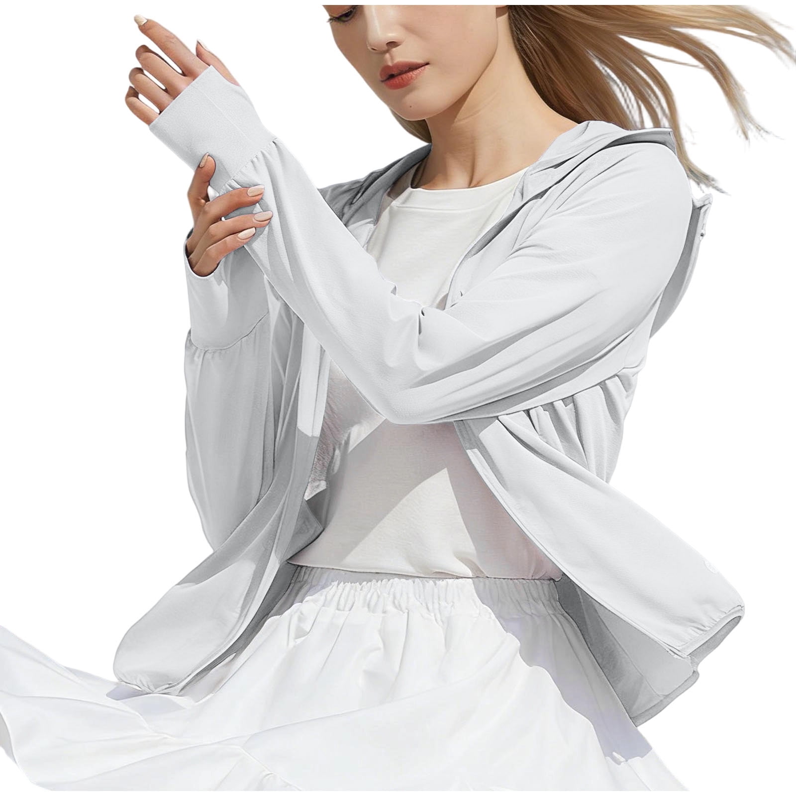 Htigea Womens Sun Protection Hoodie Lightweight Long Sleeve Jacket Zip ...