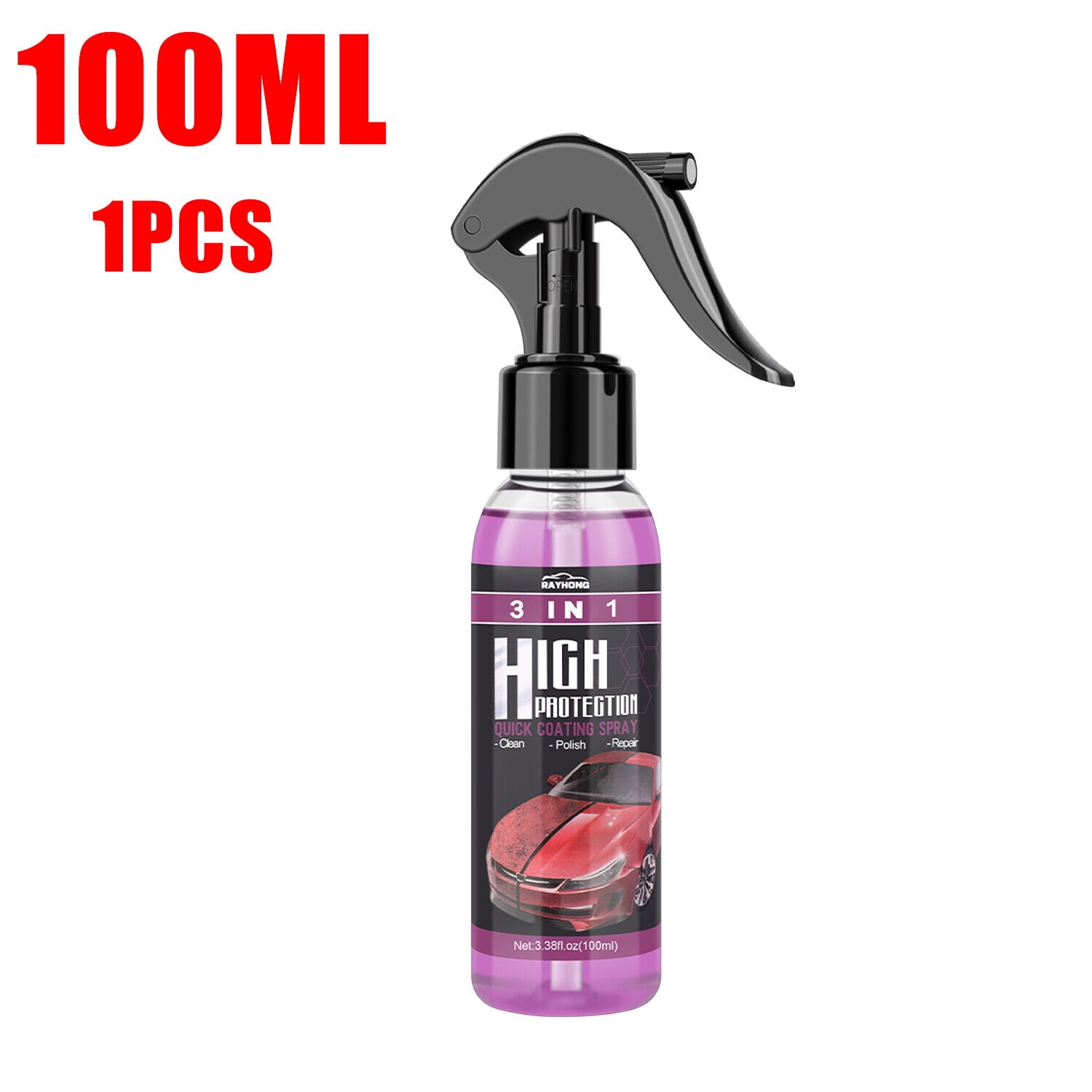Htwon 100ML 3 in 1 High Protection Quick Car Coat Ceramic Coating Spray Hydrophobic - Walmart.com