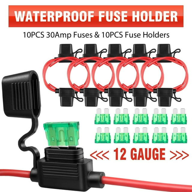 Htwon 12 Gauge Atc Fuse Holder In-Line Awg Wire 12 Volt Power Blade ...