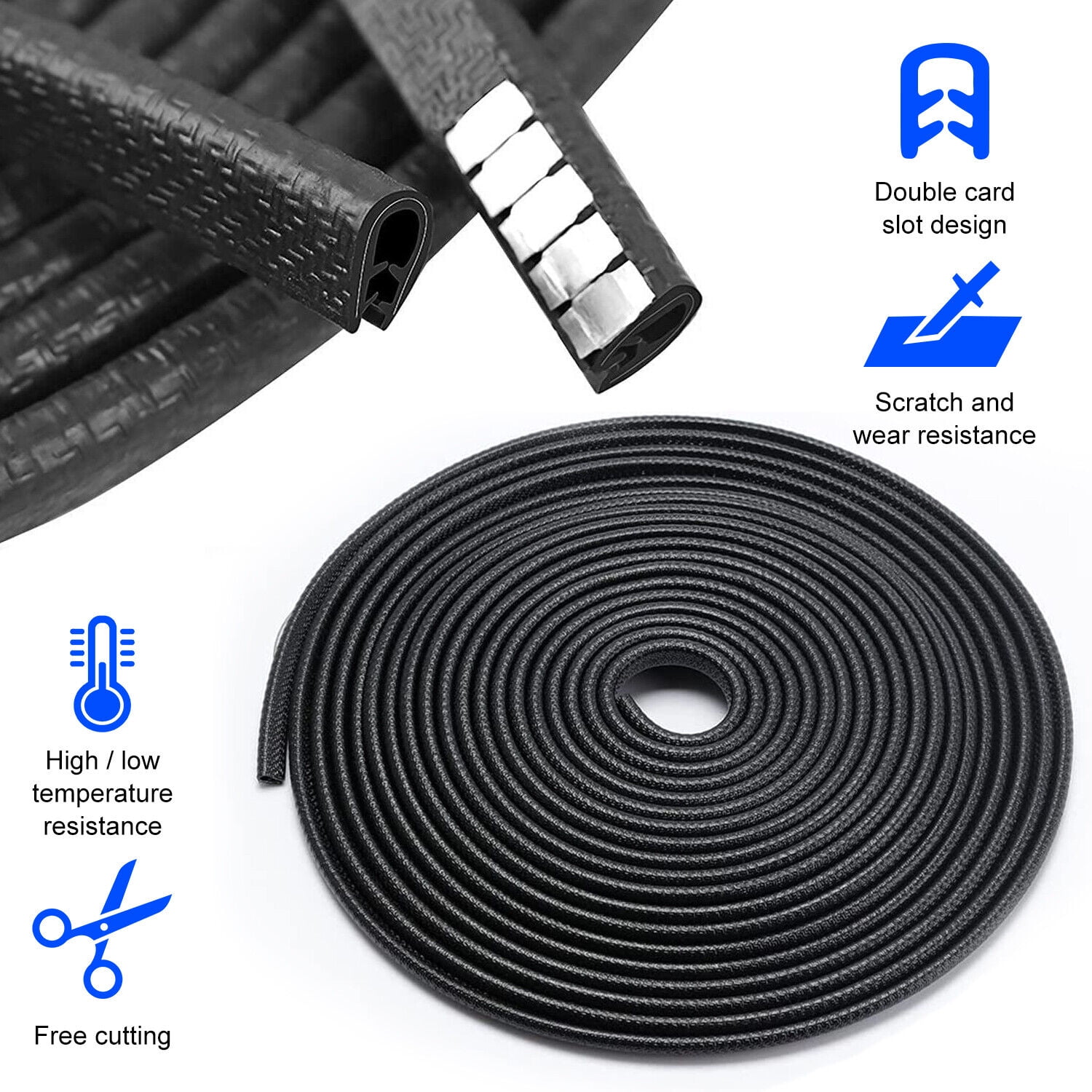 Htwon 16FT Auto Scratch Car Door Edge Guard Moulding Trim Rubber Strip ...