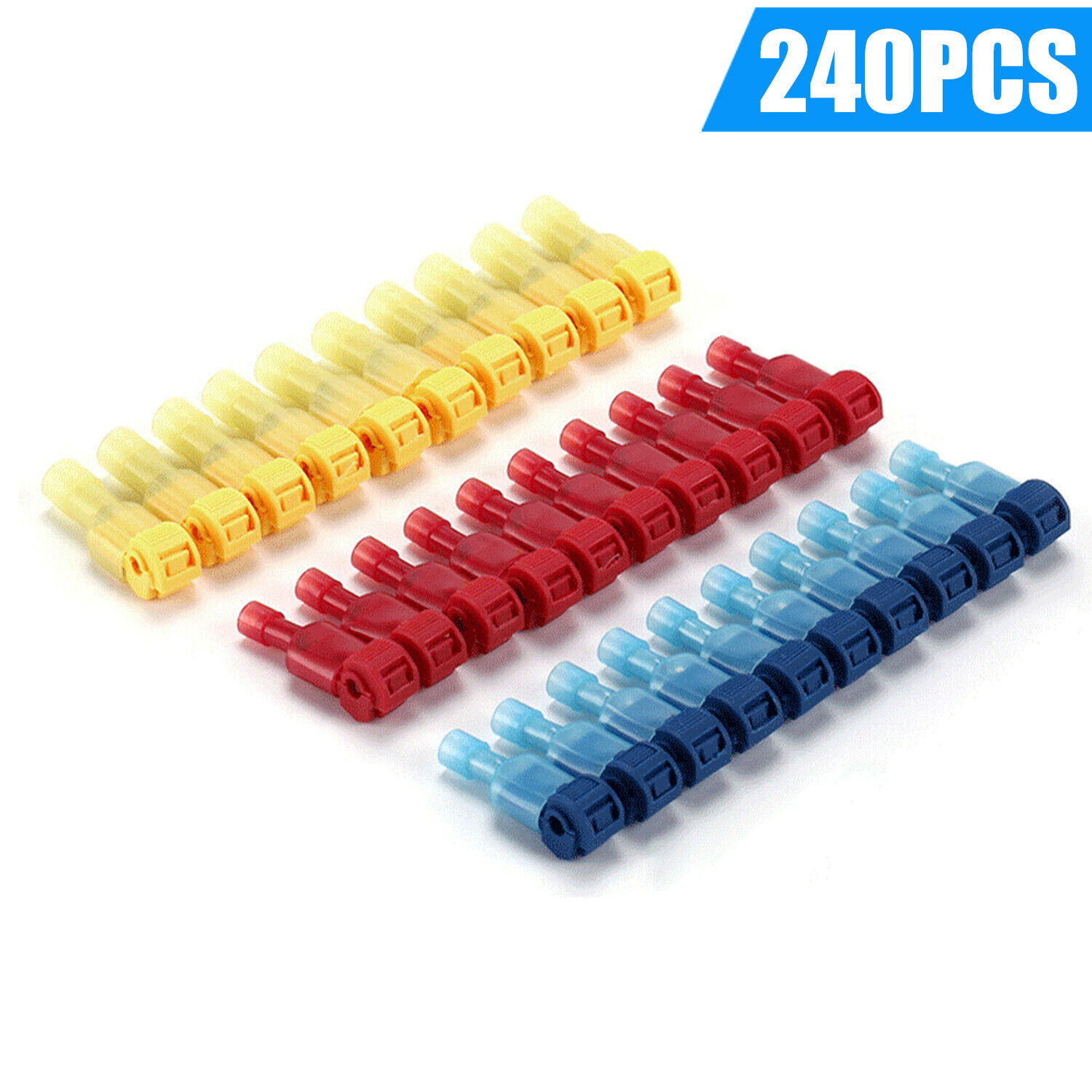 Htwon 240Pcs T-Taps Wire Terminal Connectors Insulated 22-10 AWG Quick ...