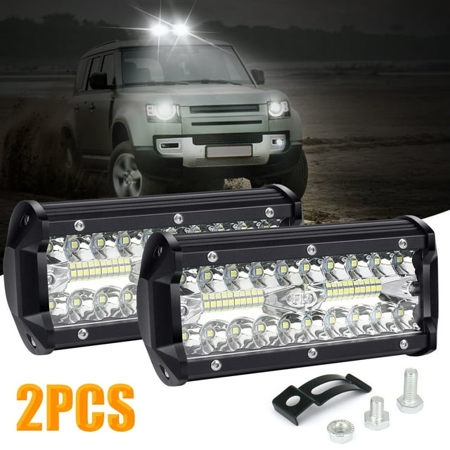 Htwon 2Pcs 7" Inch 12V 1200W LED Work Light Bar Flood Pods Driving Off ...