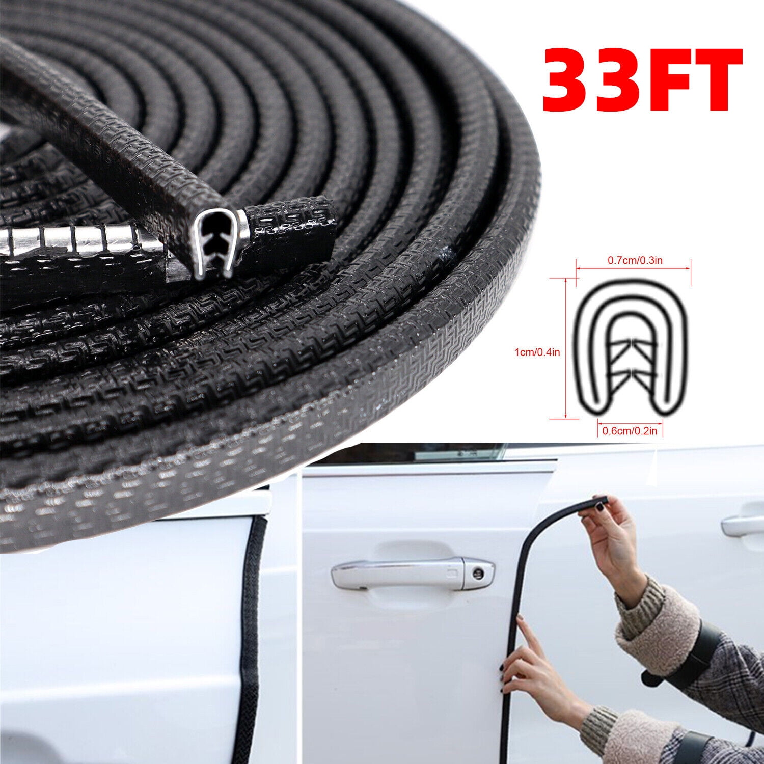 Htwon 33FT Car Door Edge Guards Edge Trim Lock Guard Moulding Rubber ...