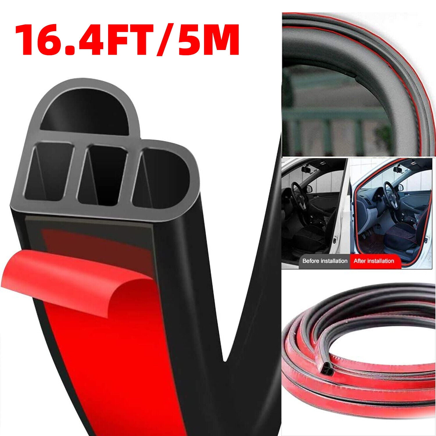 Htwon 5M Auto Car Door Trunk Seal Strip L-Shape Rubber Weather Strip ...
