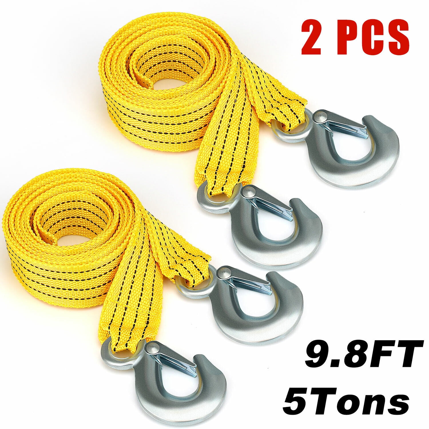 Htwon 5Tons Tow Strap with 2 Hooks Vehicle Heavy Duty Recovery Rope For ...