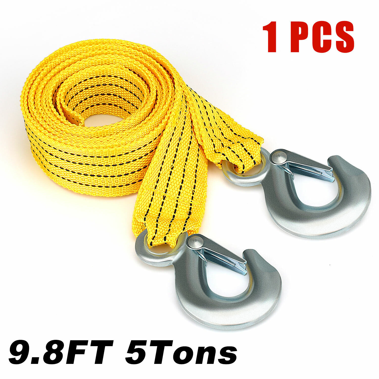 Htwon 5Tons Tow Strap with 2 Hooks Vehicle Heavy Duty Recovery Rope For ...