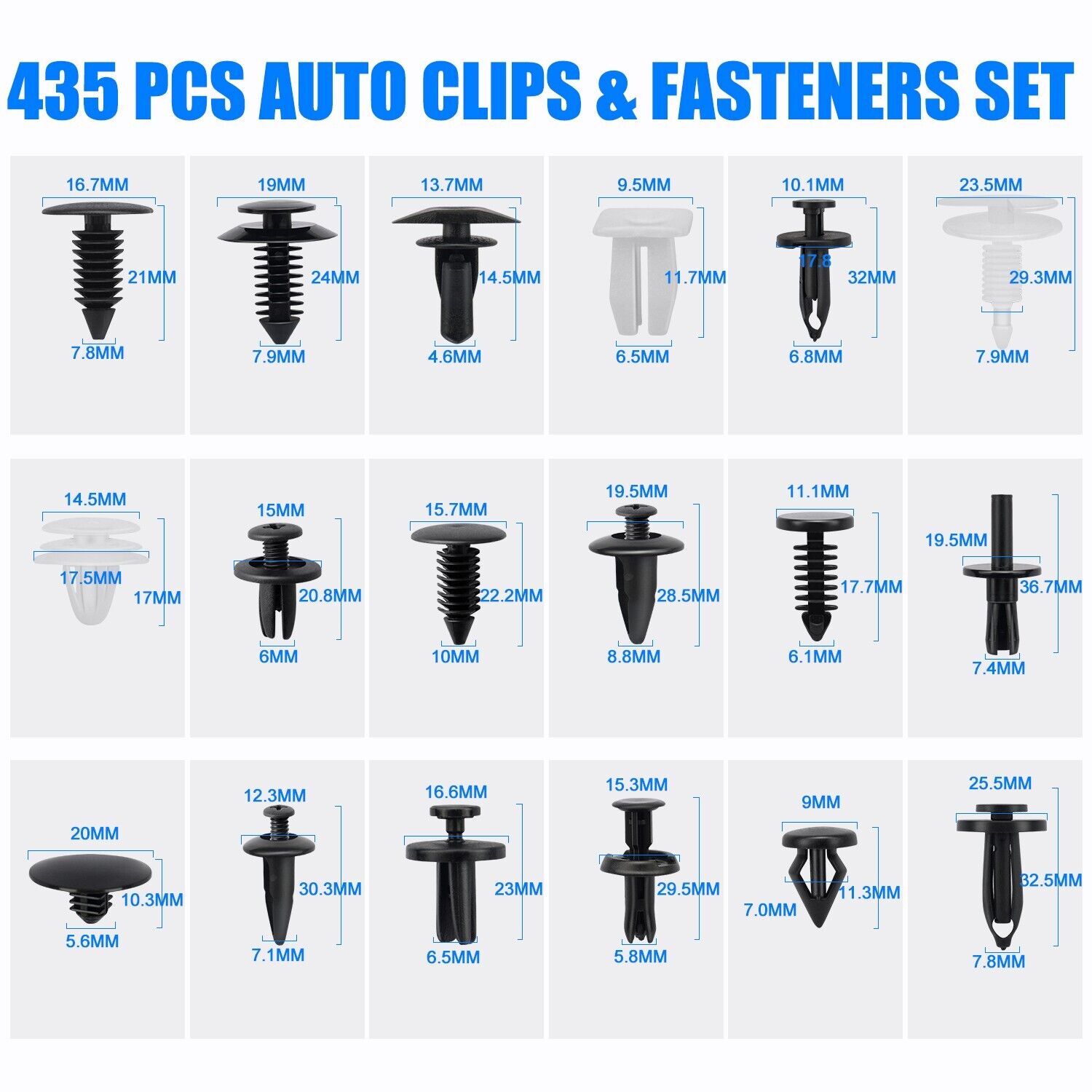 Htwon Car Retainer Auto Fasteners Push Trim Plastic Clips Pin Rivet ...