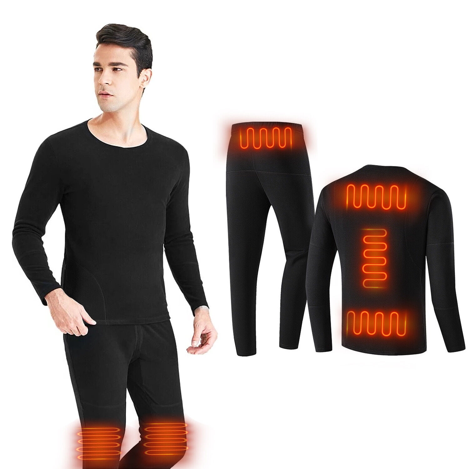 Htwon Electric Heated Underwear Men Woman Thermal Pyjamas Winter Long ...