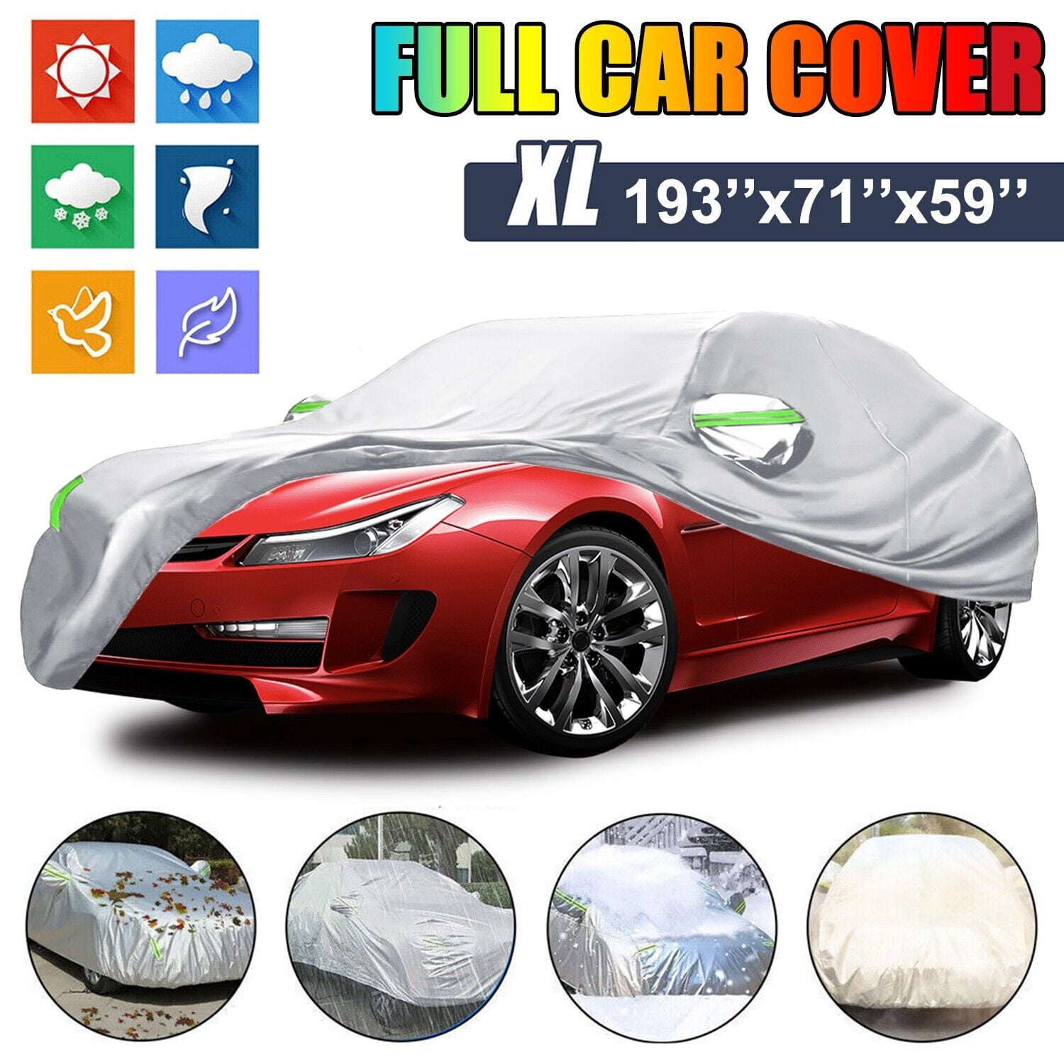 Htwon For Hyundai Full Car Cover Outdoor Snow Sun UV Protection Dust ...