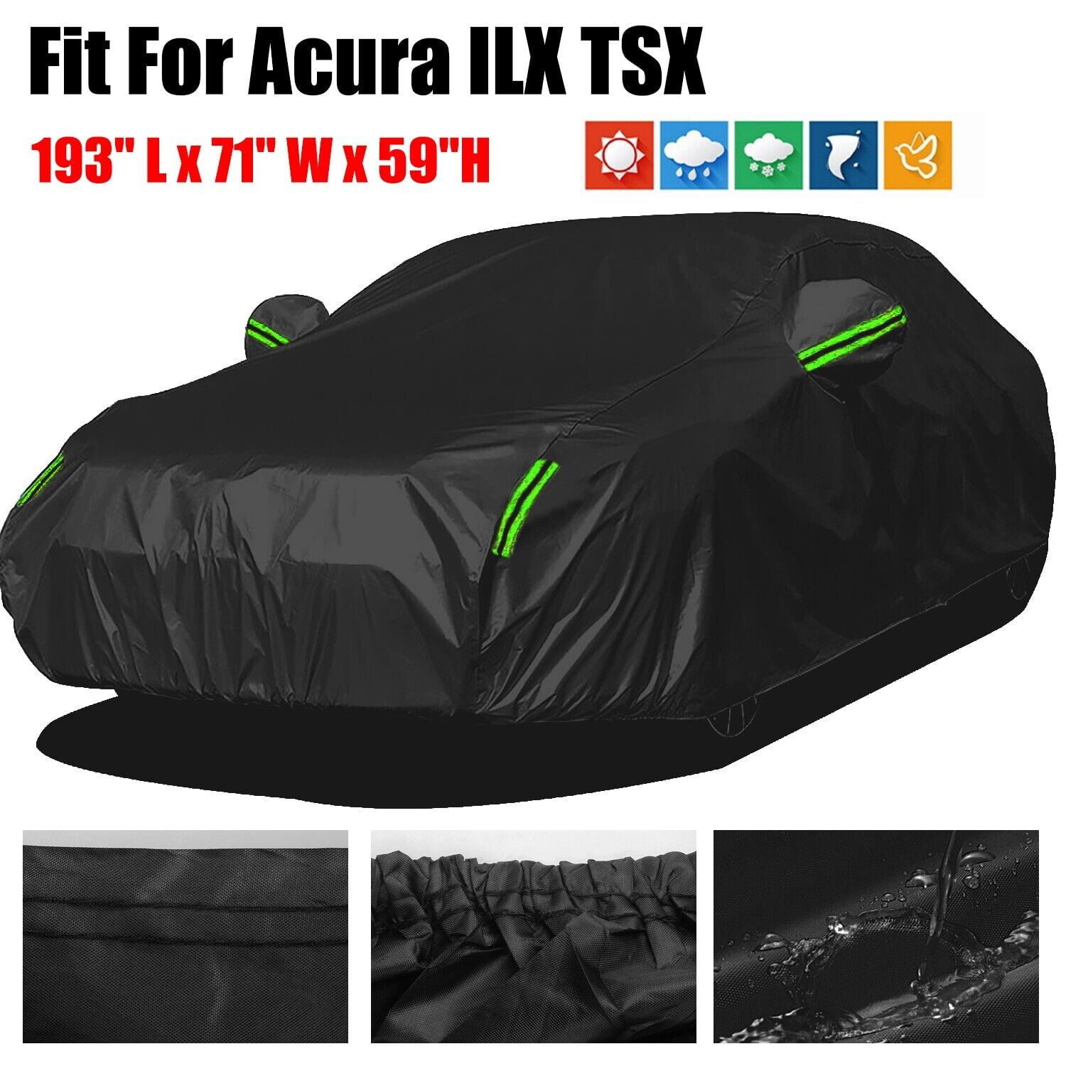 Htwon Full Car Cover Outdoor Waterproof Sun All Weather Protection For ...