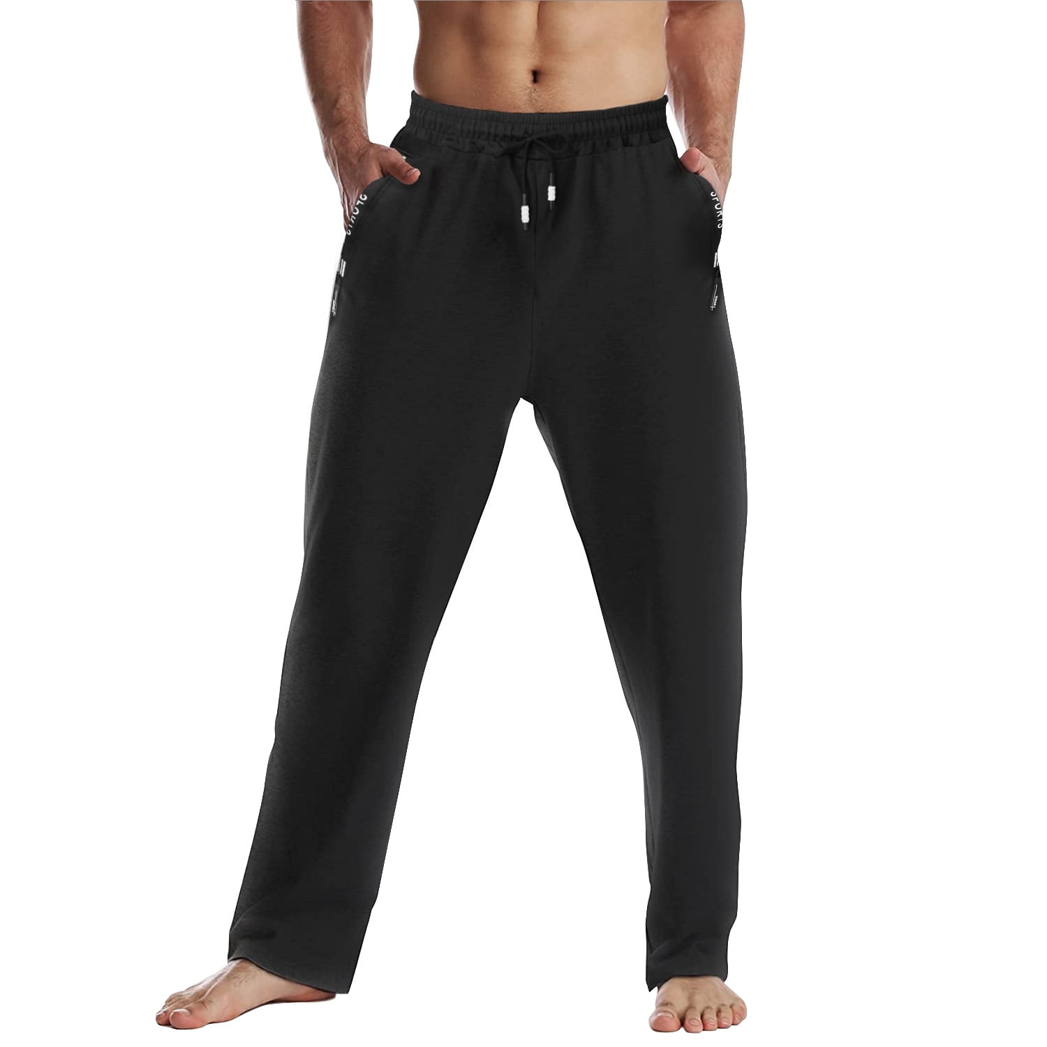Htwon Men's Cotton Yoga Sweatpants Athletic Lounge Pants Open Bottom ...