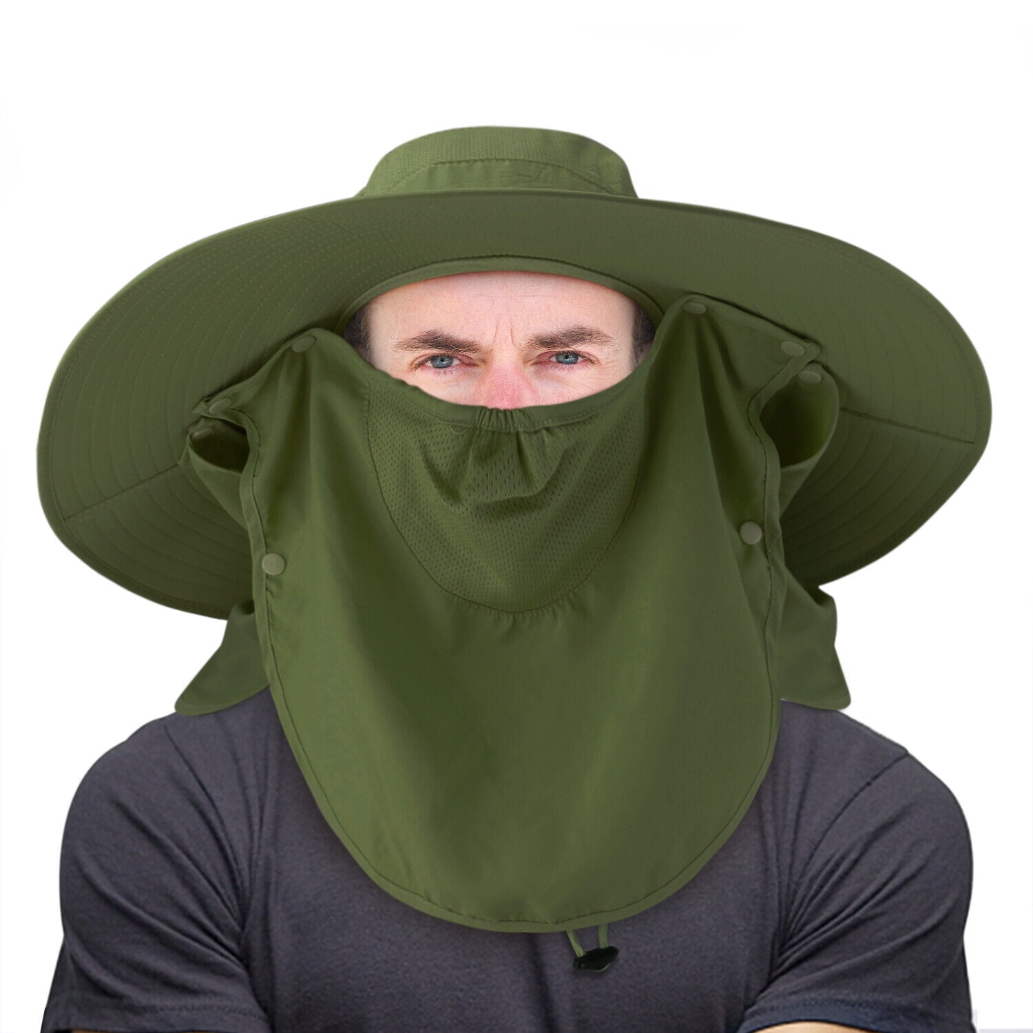 Htwon Neck Flap Cover Wide Brim Hiking Fishing Sun Hat Boonie Bucket ...