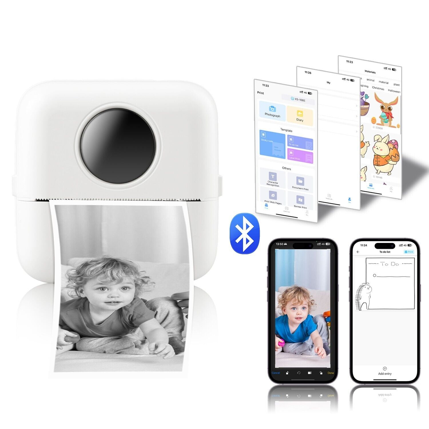 Htwon Portable Mini Thermal Printer Pocket Photo Printer Wireless ...