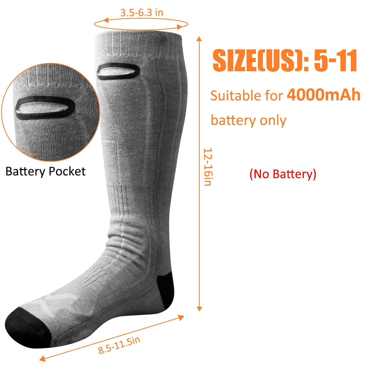 Htwon Rechargeable Electric Heated Socks Battery Foot Warm Winter ...