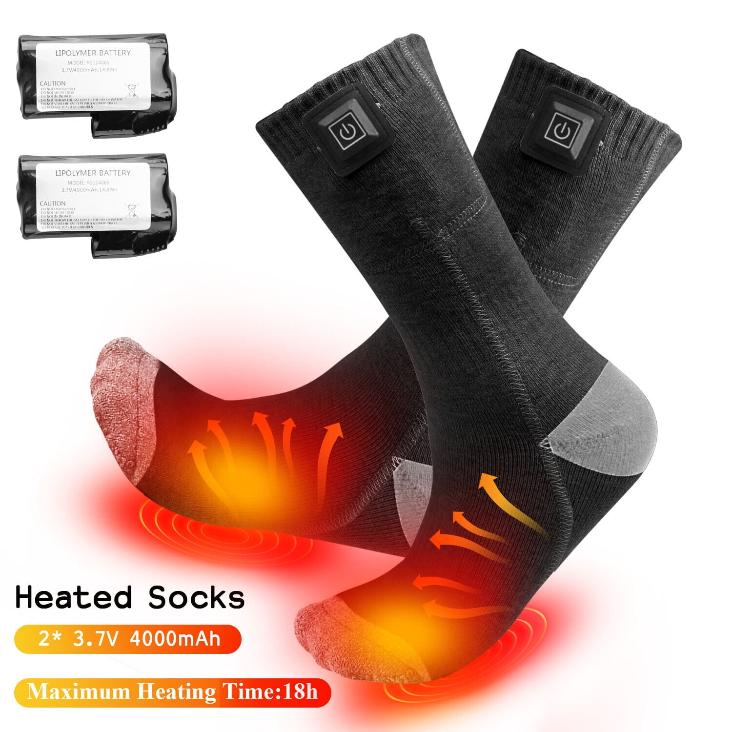 Htwon Rechargeable Electric Heated Socks Battery Foot Warm Winter ...