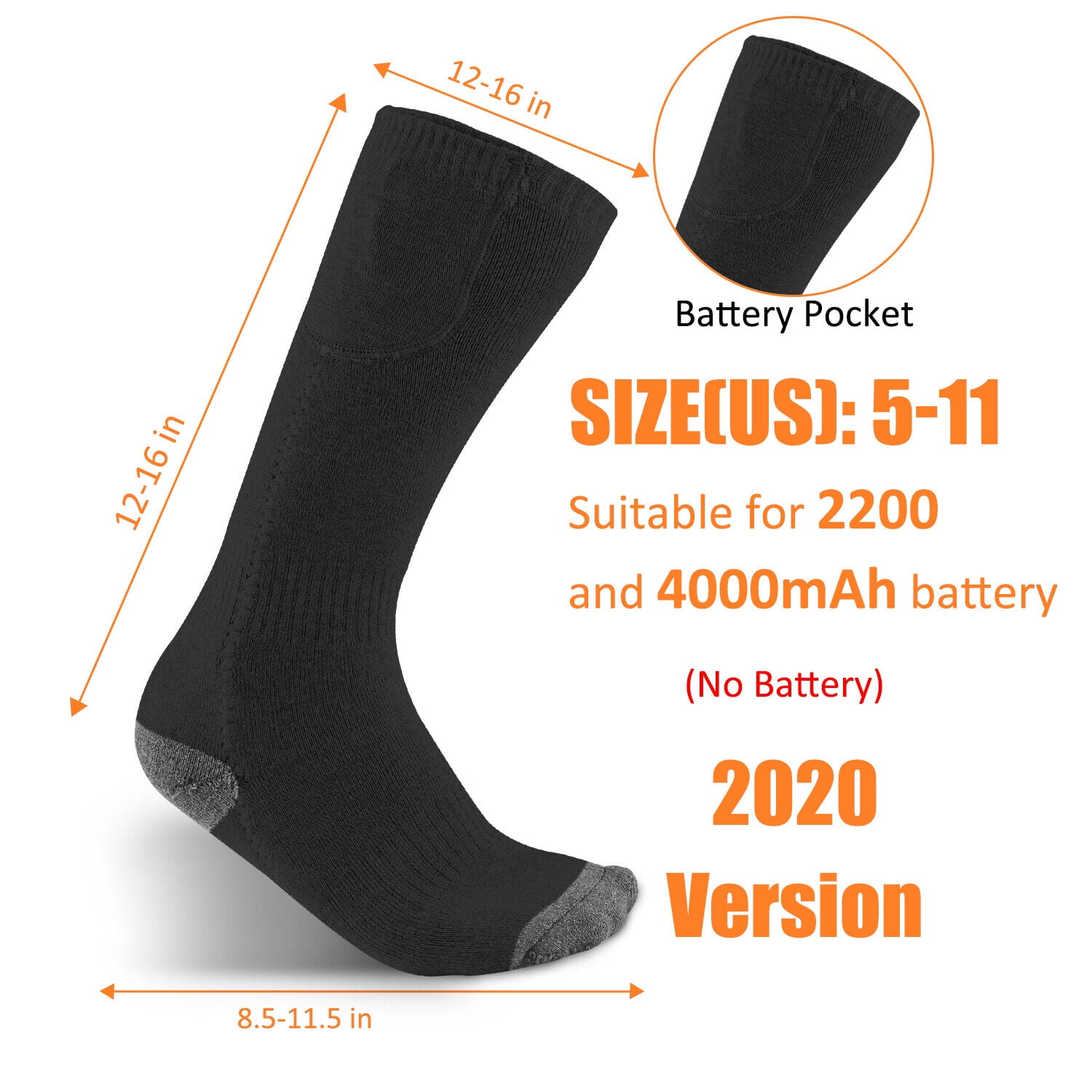 Htwon Rechargeable Heated Socks for Men Women,Washable Electric Warming ...