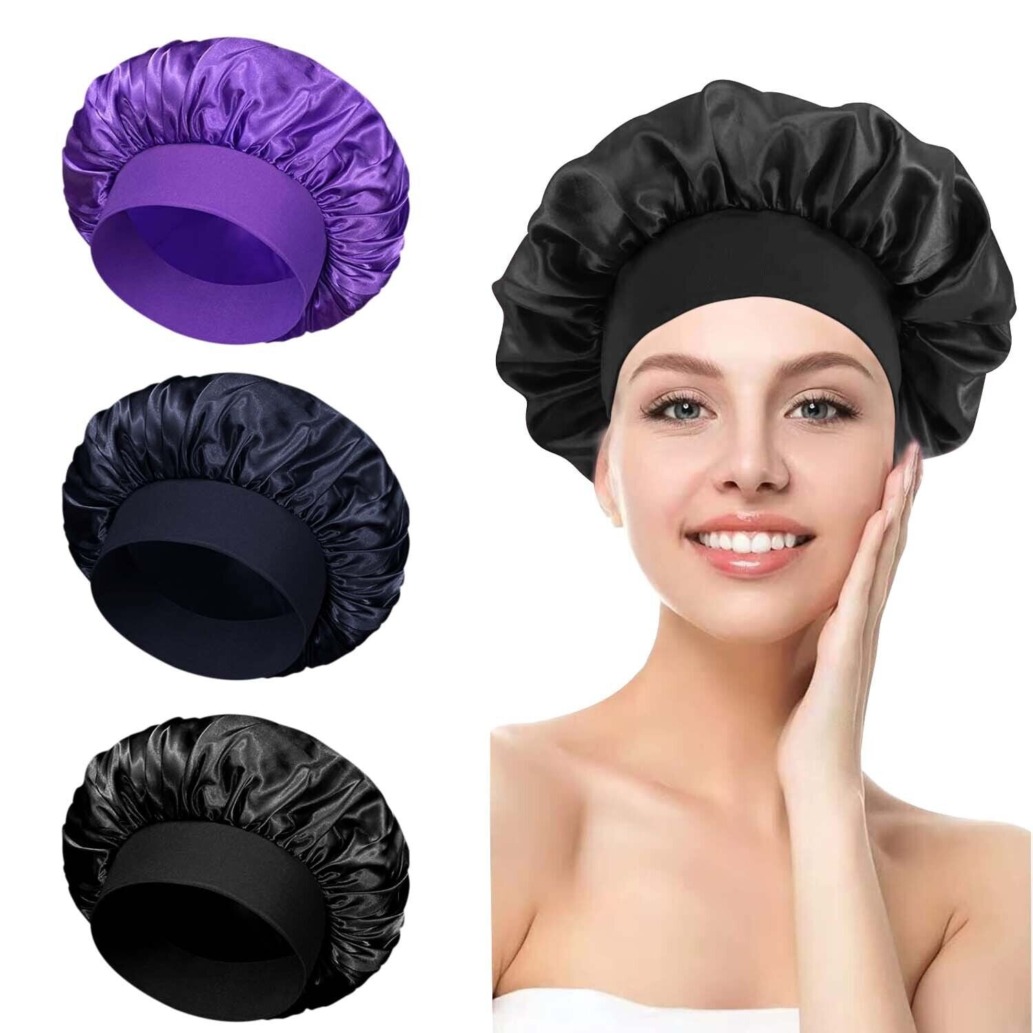 Htwon Sleeping Caps for Hair Women Satin Silk Adjustable Night Cap Soft ...