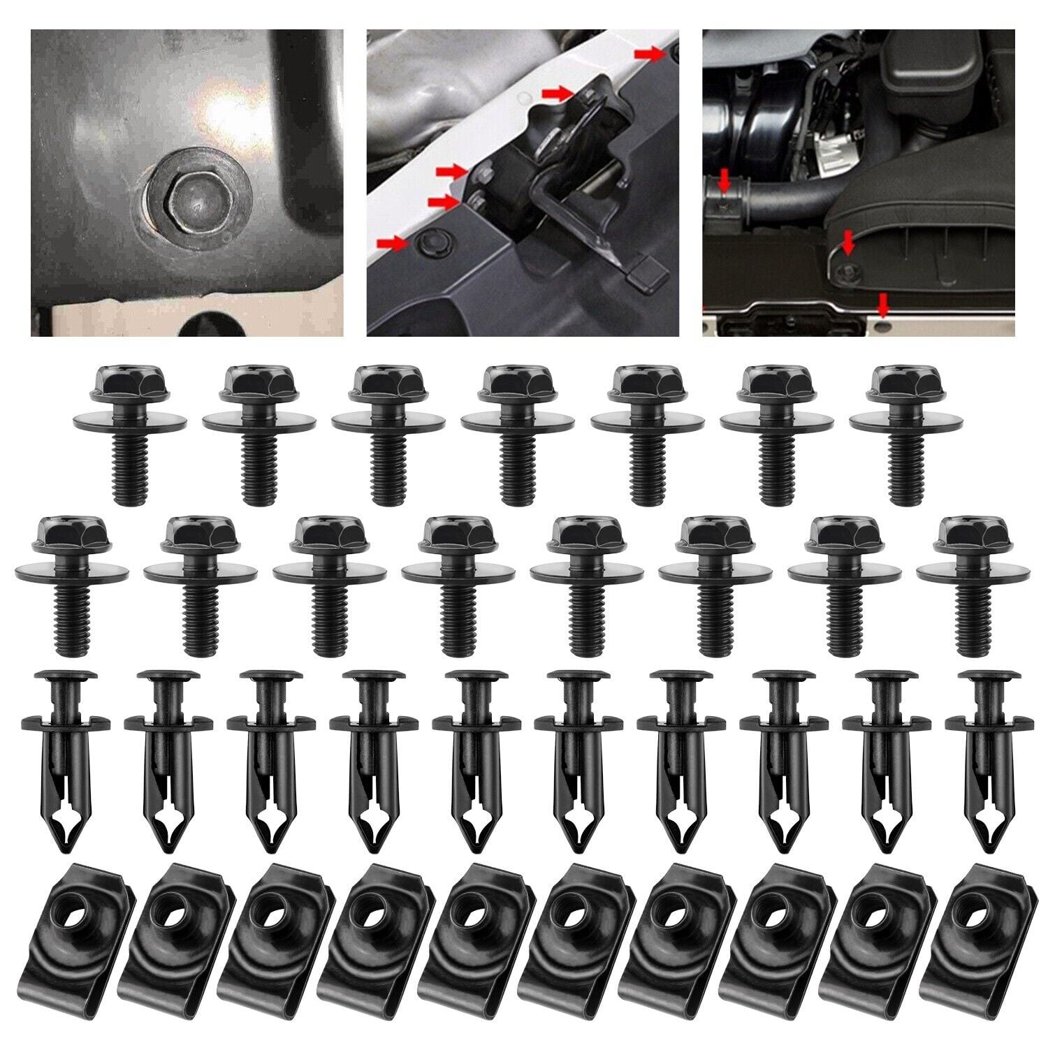 Htwon Splash Shield Engine Cover Undertray Rivet Clips U-Nut Clips M6 ...