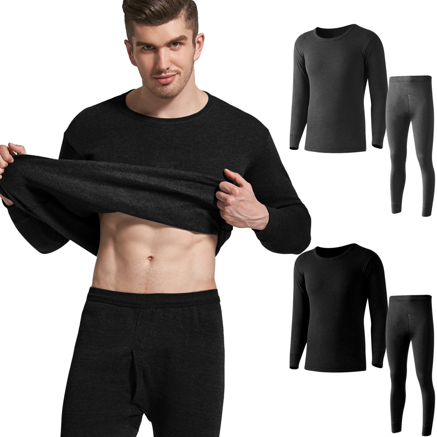 Htwon Men's Ultra Soft Fleece Lined Thermal Underwear Set with Pants in ...