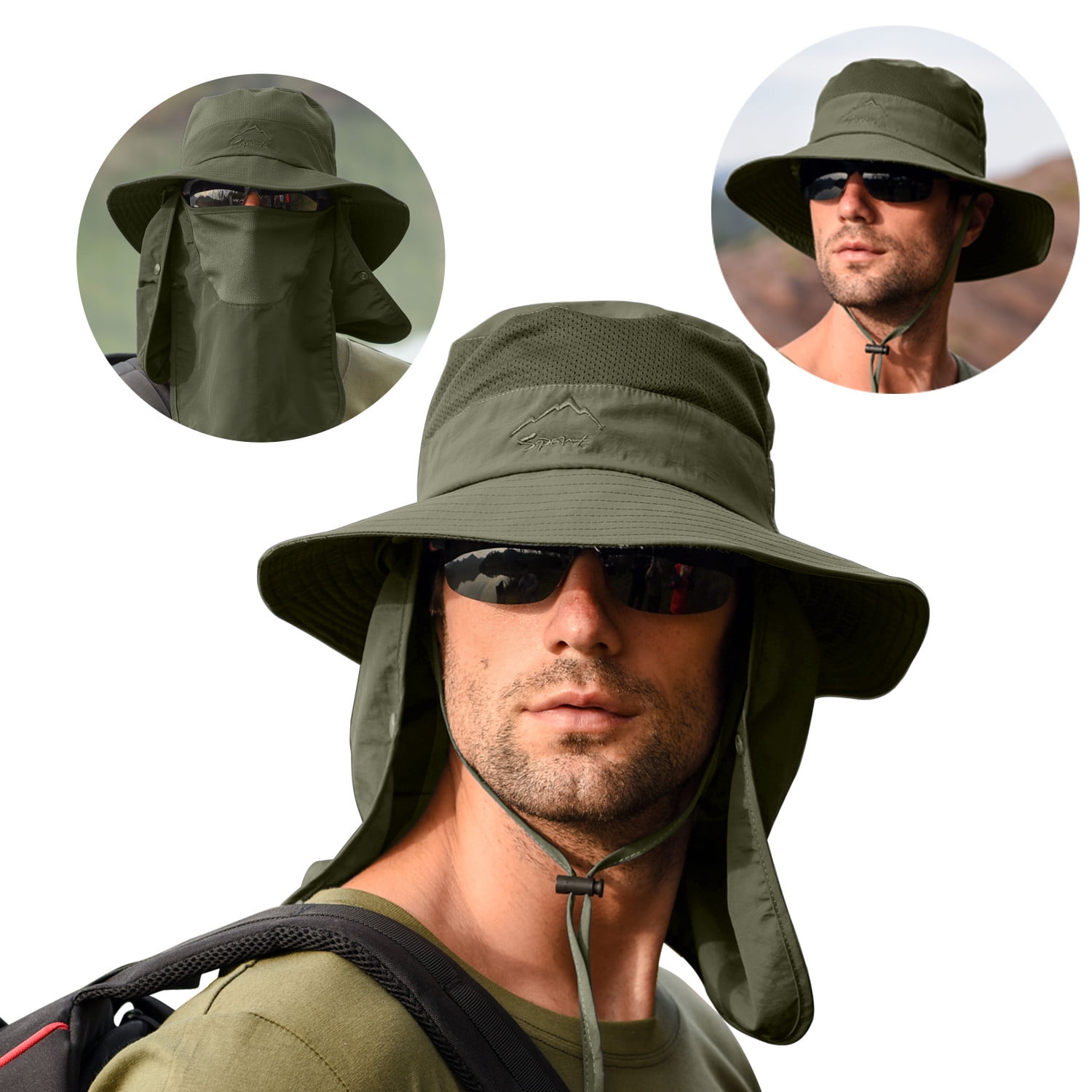 Htwon Unisex Sun Hat, Waterproof UV Protection, Wide Brim Fishing Cap ...
