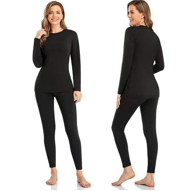 Htwon Women Thermal Underwear 100% Cotton Long Johns Top & Bottom Set ...