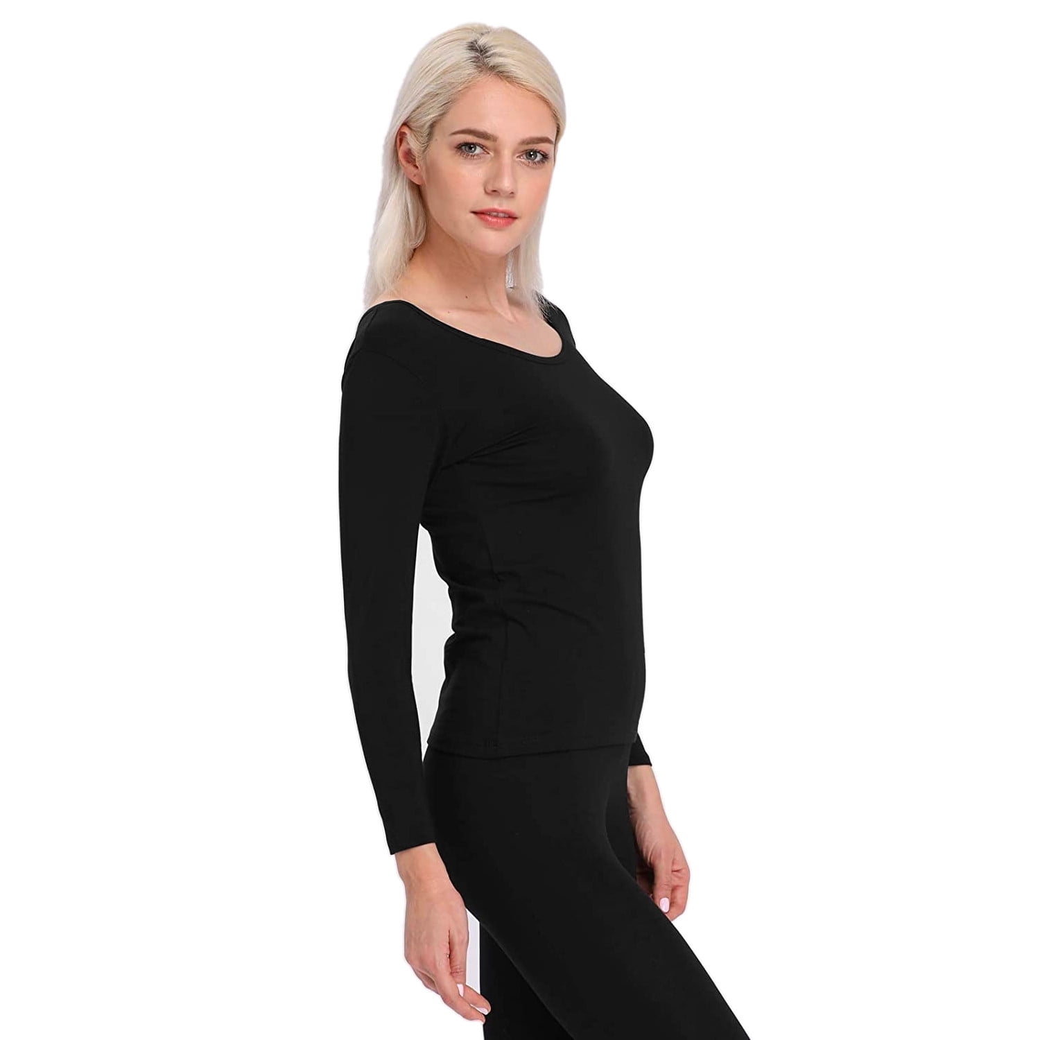 Htwon Women's Cotton Thermal Underwear Set Winter Warm Fleece Lined Top ...