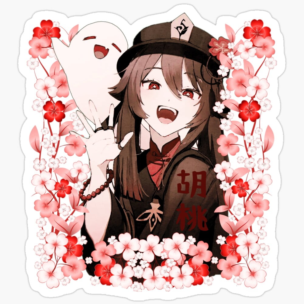 Hu Tao Genshin Impact Aesthetic Anime Vaporwave Sticker Phone Decal ...