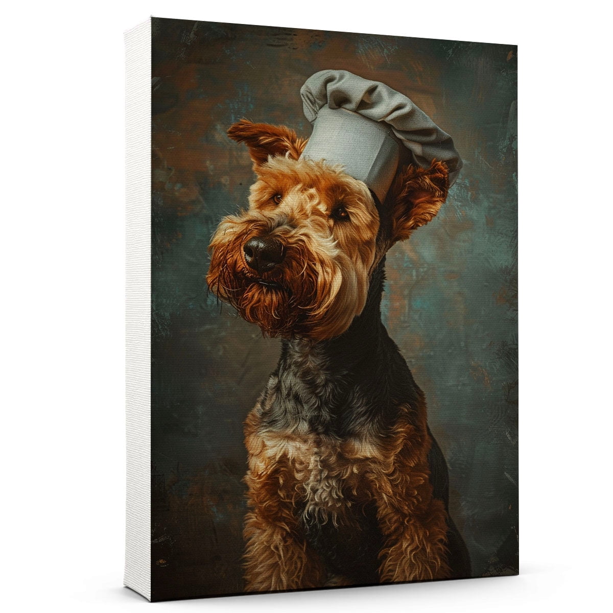 HuDo Dog Canvas Wall Art, Funny Airedale Terrier Chef Vintage Poster ...