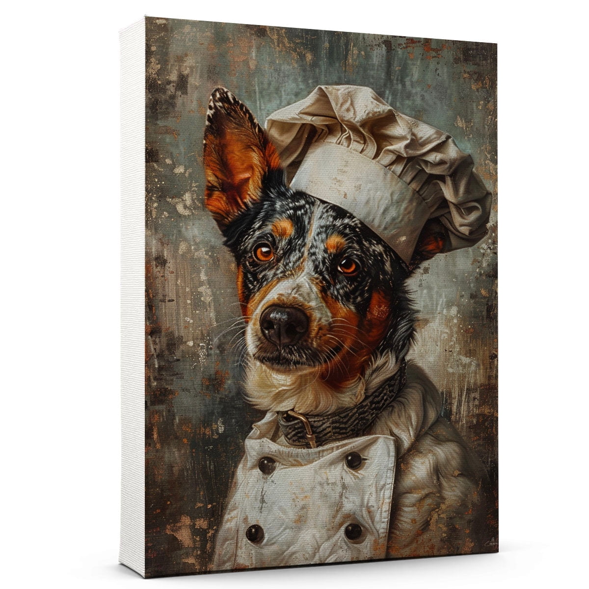 HuDo Dog Canvas Wall Art, Funny Australian Stumpy Tail Cattle Chef ...