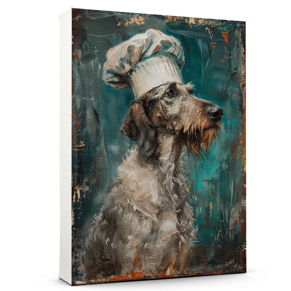 HuDo Dog Canvas Wall Art, Funny Irish Wolfhound Chef Vintage Poster ...