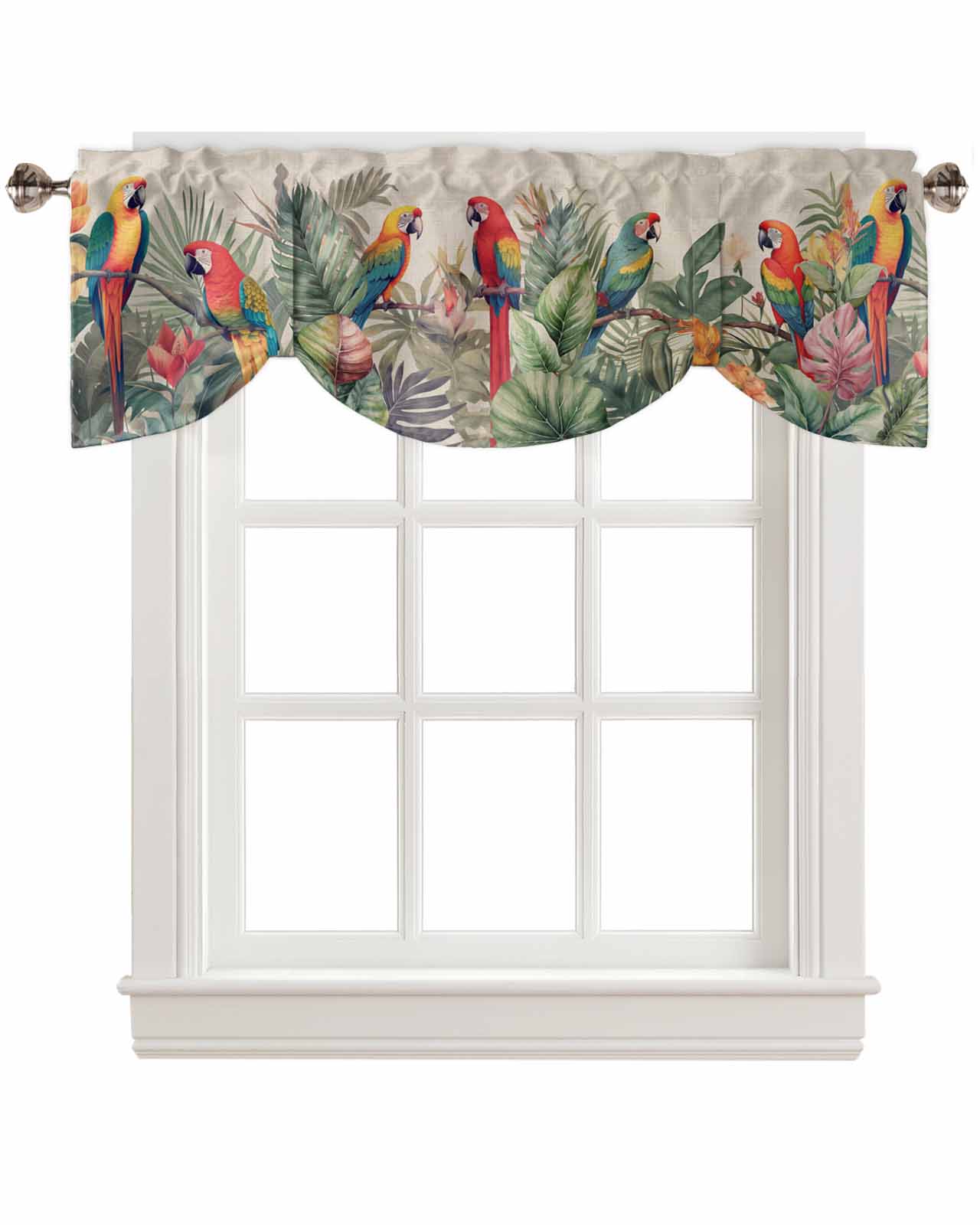 HuHuBubble Valance Curtains for Kitchen Summer Parrot Rod Pocket ...