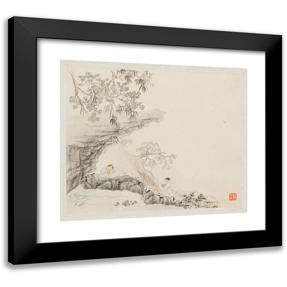 Hua Yan 23x20 Black Modern Framed Museum Art Print Titled - A Man Lies ...