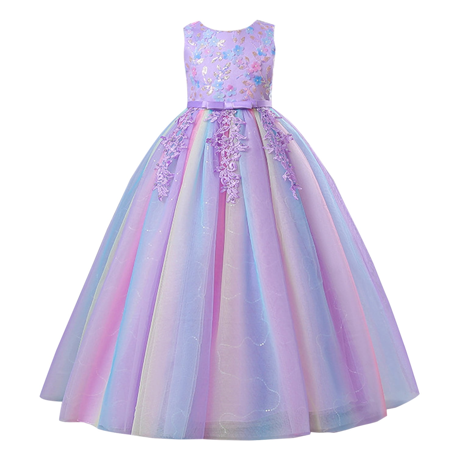 HuaAngel Big Girls Gradient Color Embroidery Floral Evening Princess ...