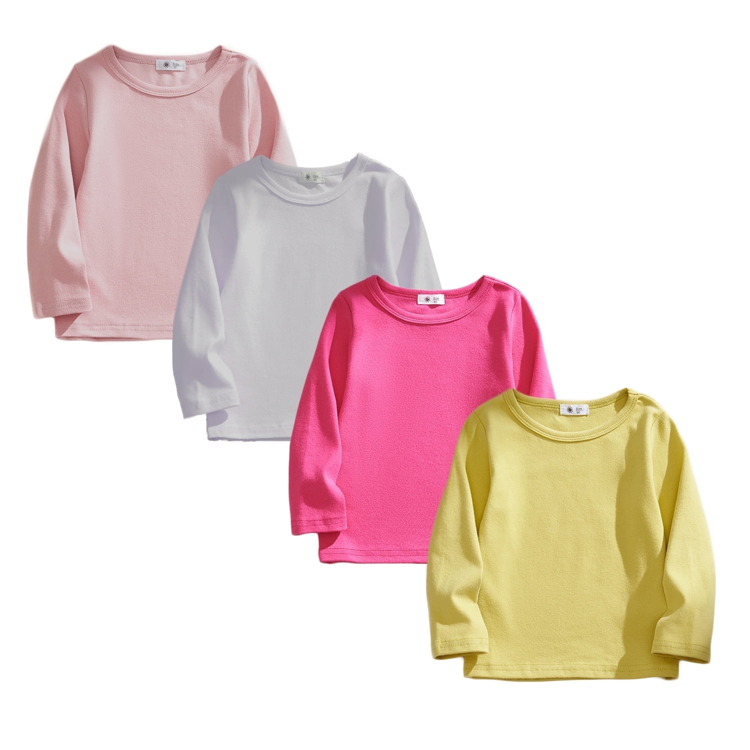 HuaAngel Boys Girls Cotton Long Sleeve Crew Neck T-Shirt 4 Packs Sizes ...