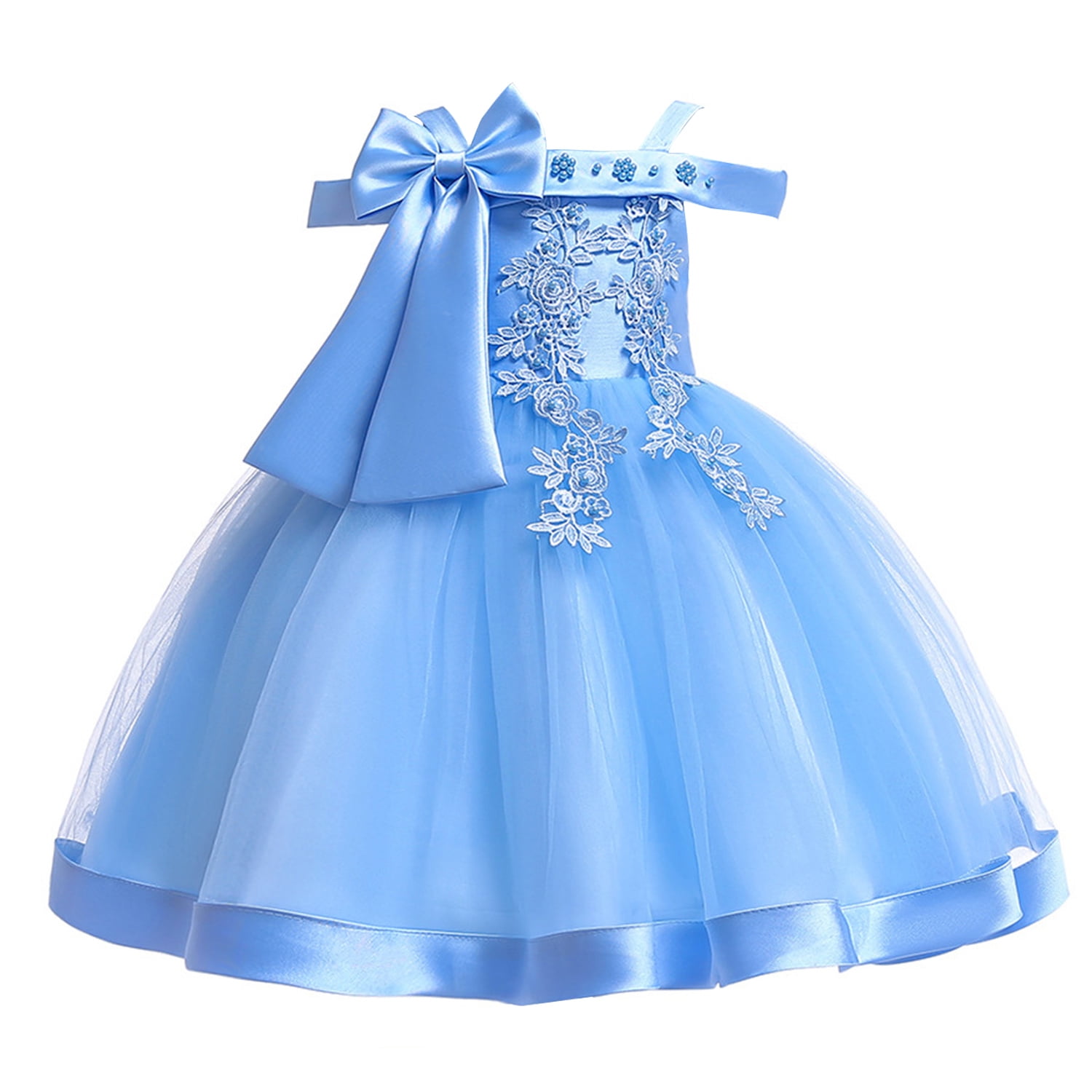 HuaAngel Girls Beaded Floral Embroidery Long Ribbon Pageant Princess ...