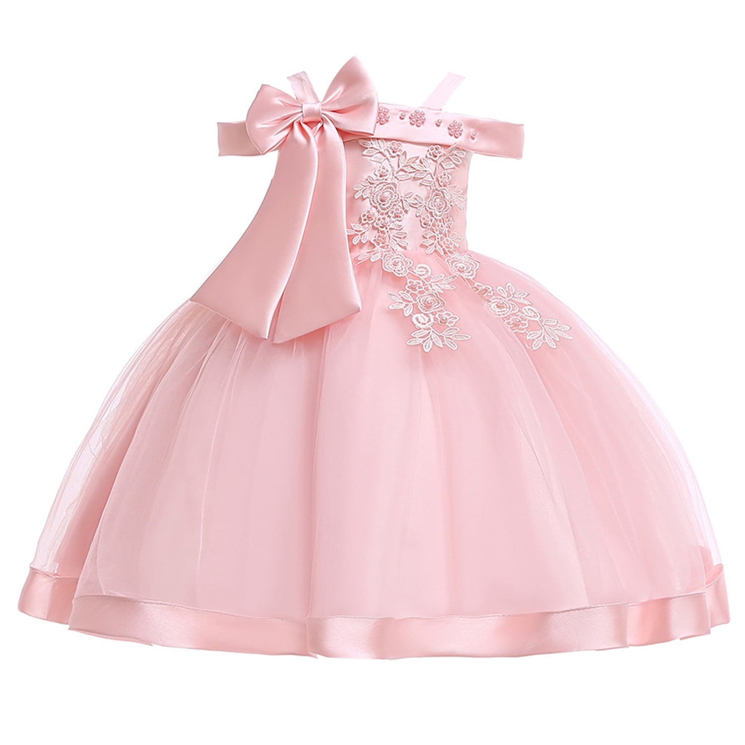 HuaAngel Girls Beaded Floral Embroidery Long Ribbon Pageant Princess ...