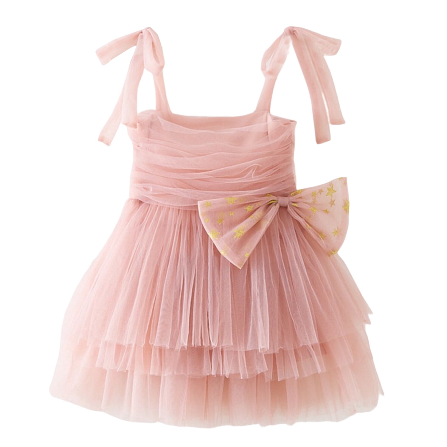 HuaAngel Girls Solid Color Mesh Layers Sleeveless Midi Princess Dress X345 Sizes 2T-7 - Walmart.com