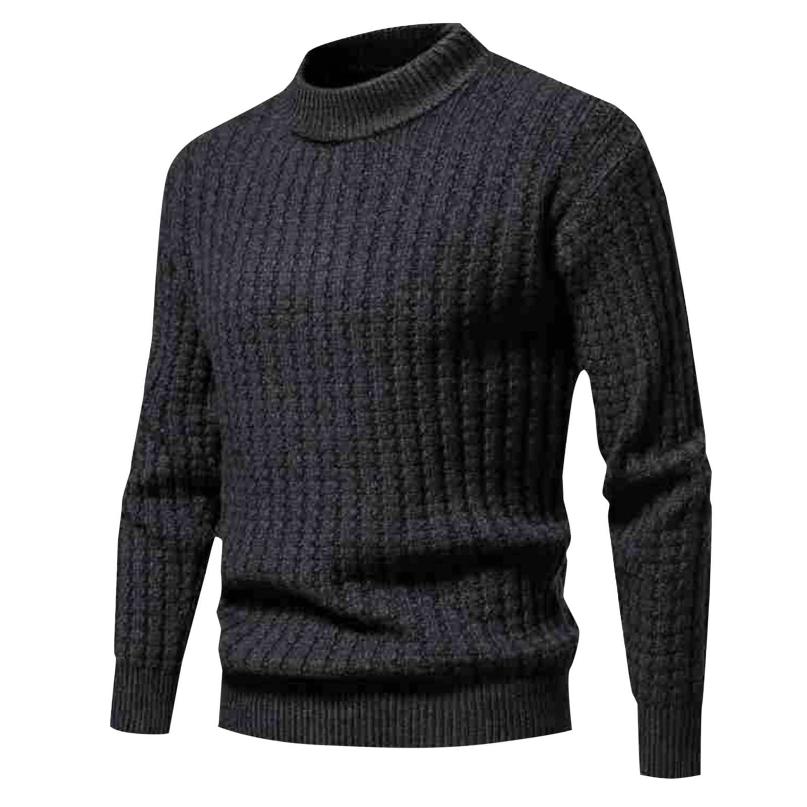 HuaLeiMao Men's Cable Knit Sweater Classic Solid Color Sweaters Warm ...