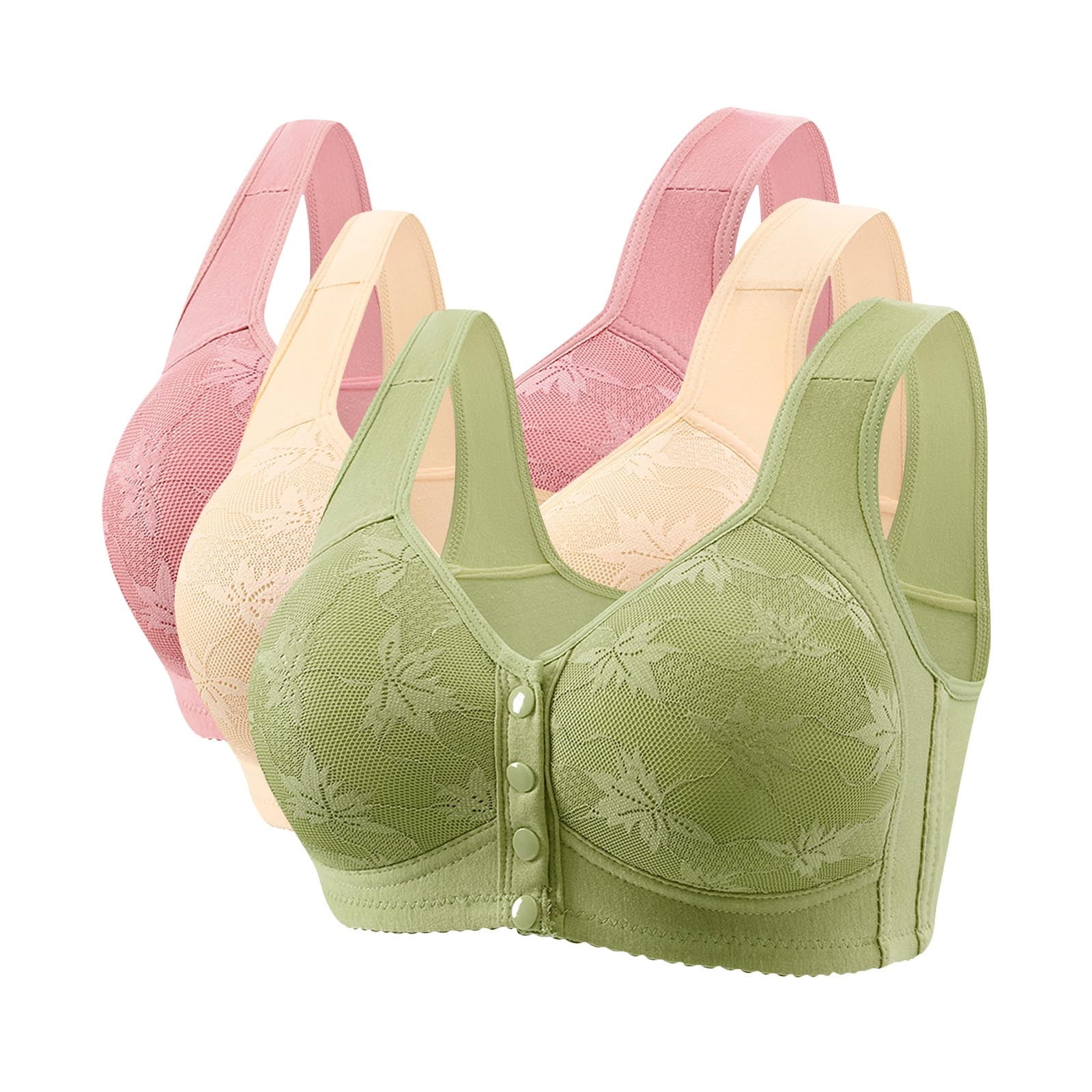 Huabfeil Women's Full Coverage Bras Front Closure Snap Bra Post Surgery ...