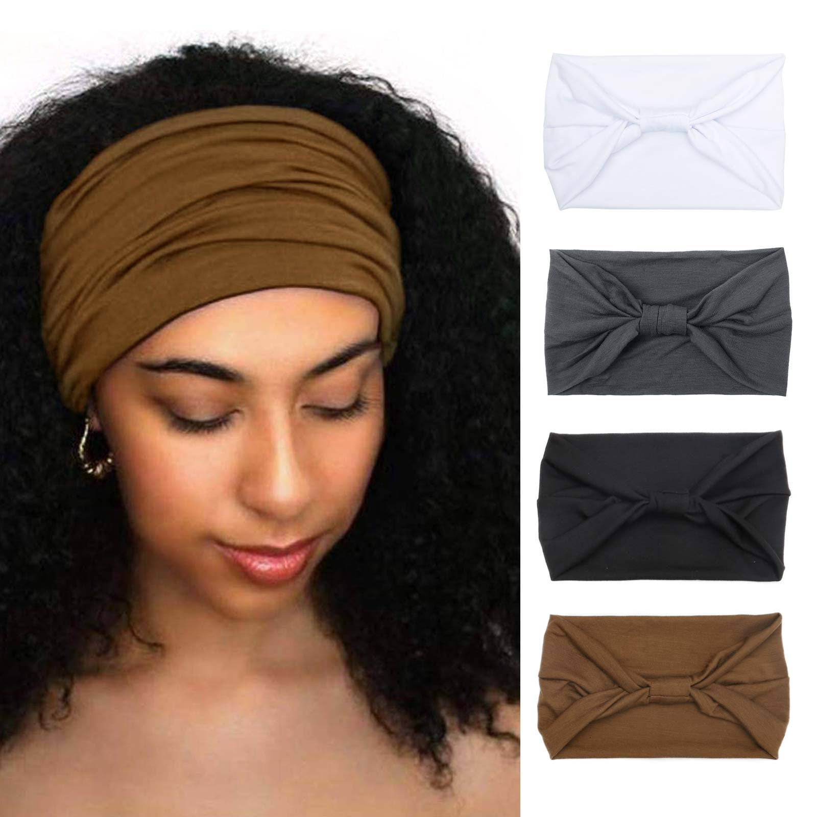 Huachi Women's Stylish 4-Pack Wide Headbands, Sport Yoga Turban Hair ...