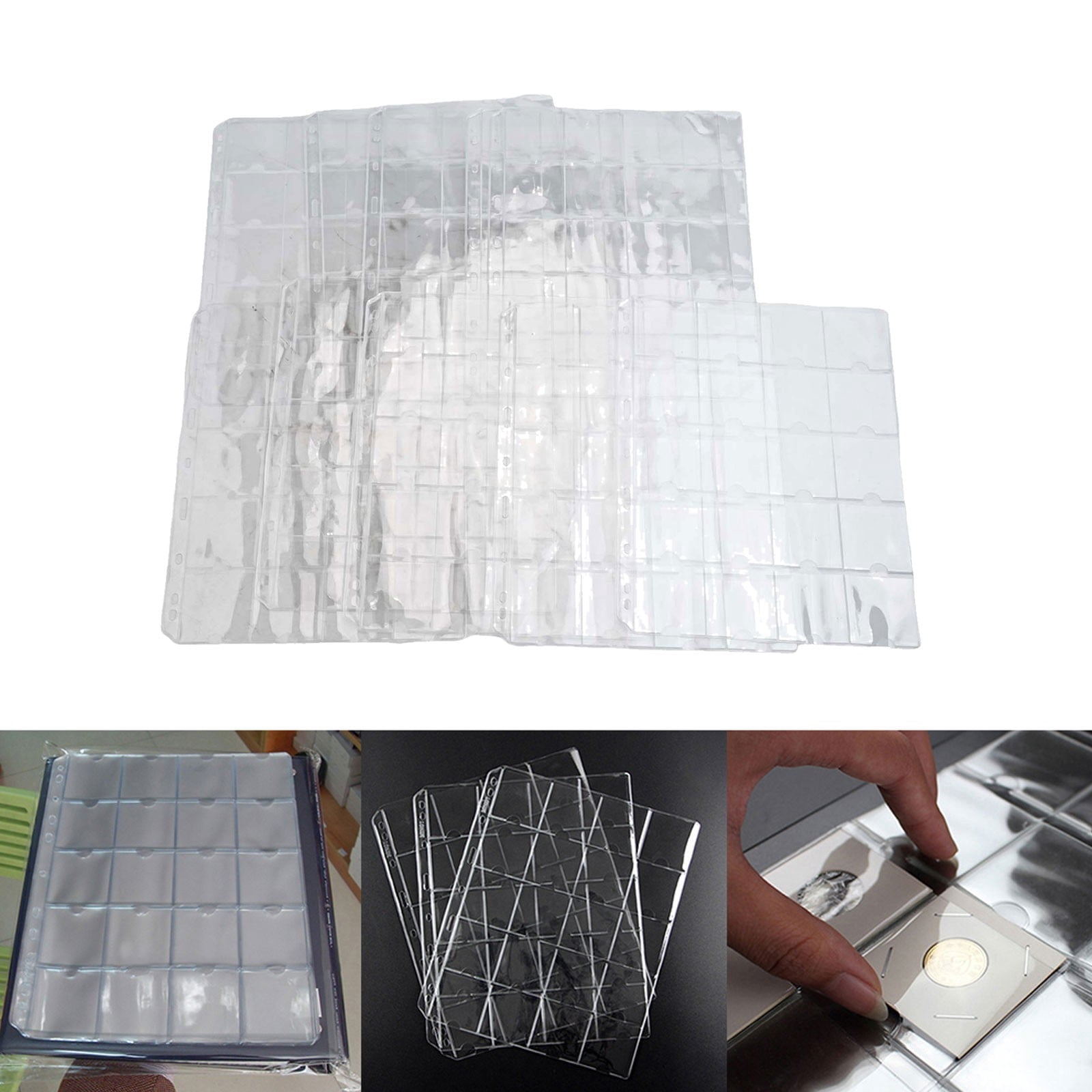 Huajuming /10 Sheets 20 Pockets Clear Pvc Coin Holder Page Album For ...