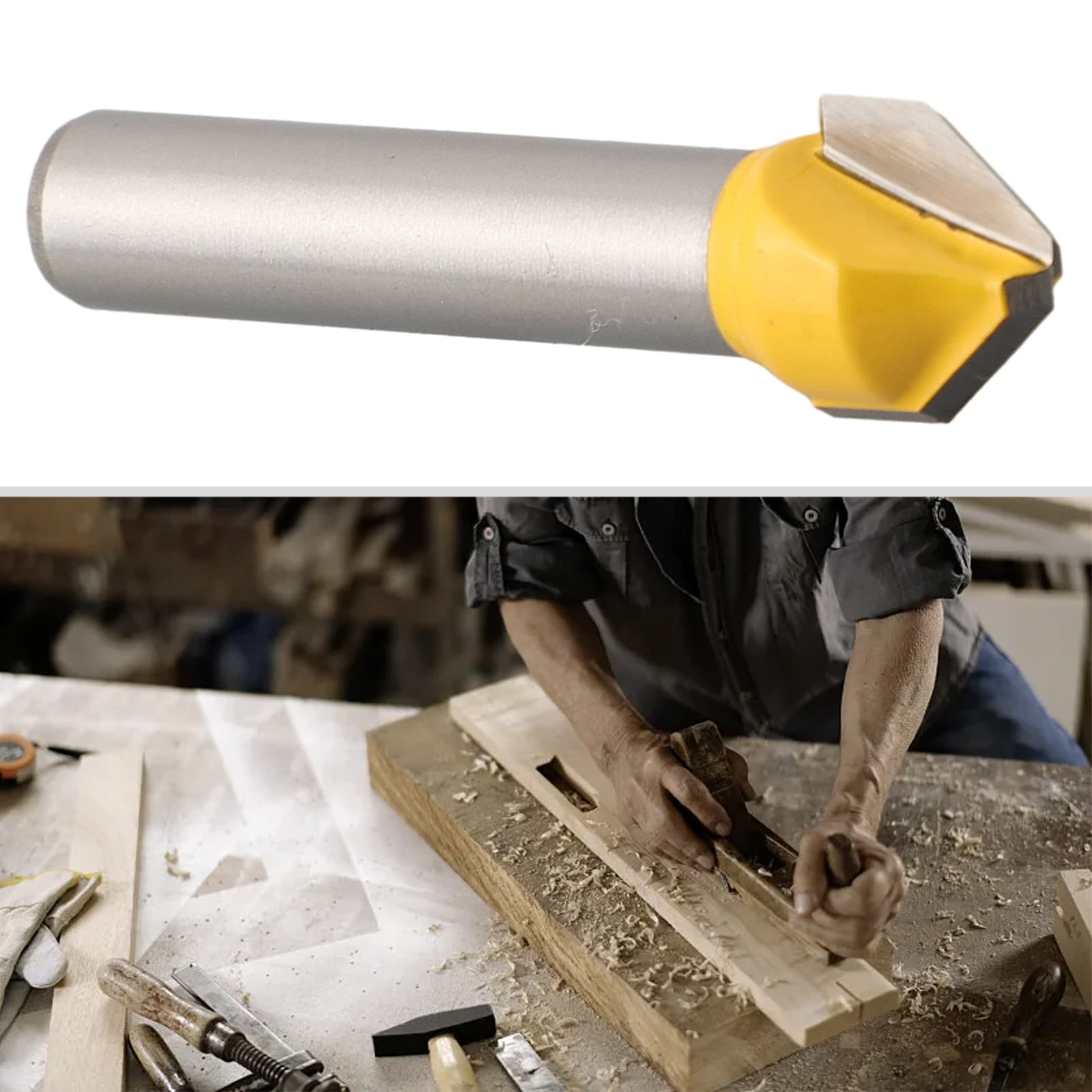 Huajuming 8Mm 90 Degree V-Shaped Flat Head Router Bit Woodworking ...