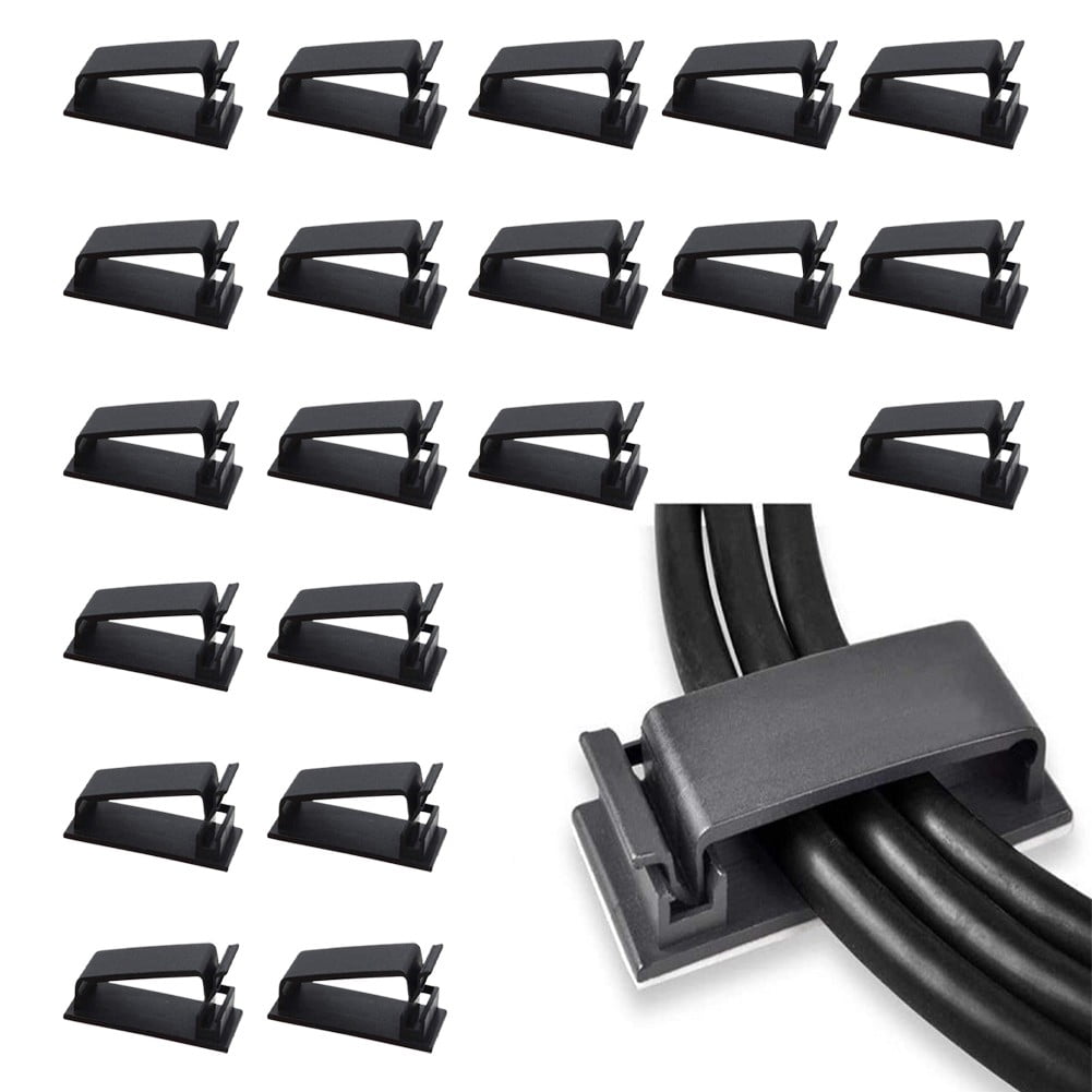 Huajuming Cable Clips 20-Piece Self-Adhesive Cable Holders Cable Clamps ...