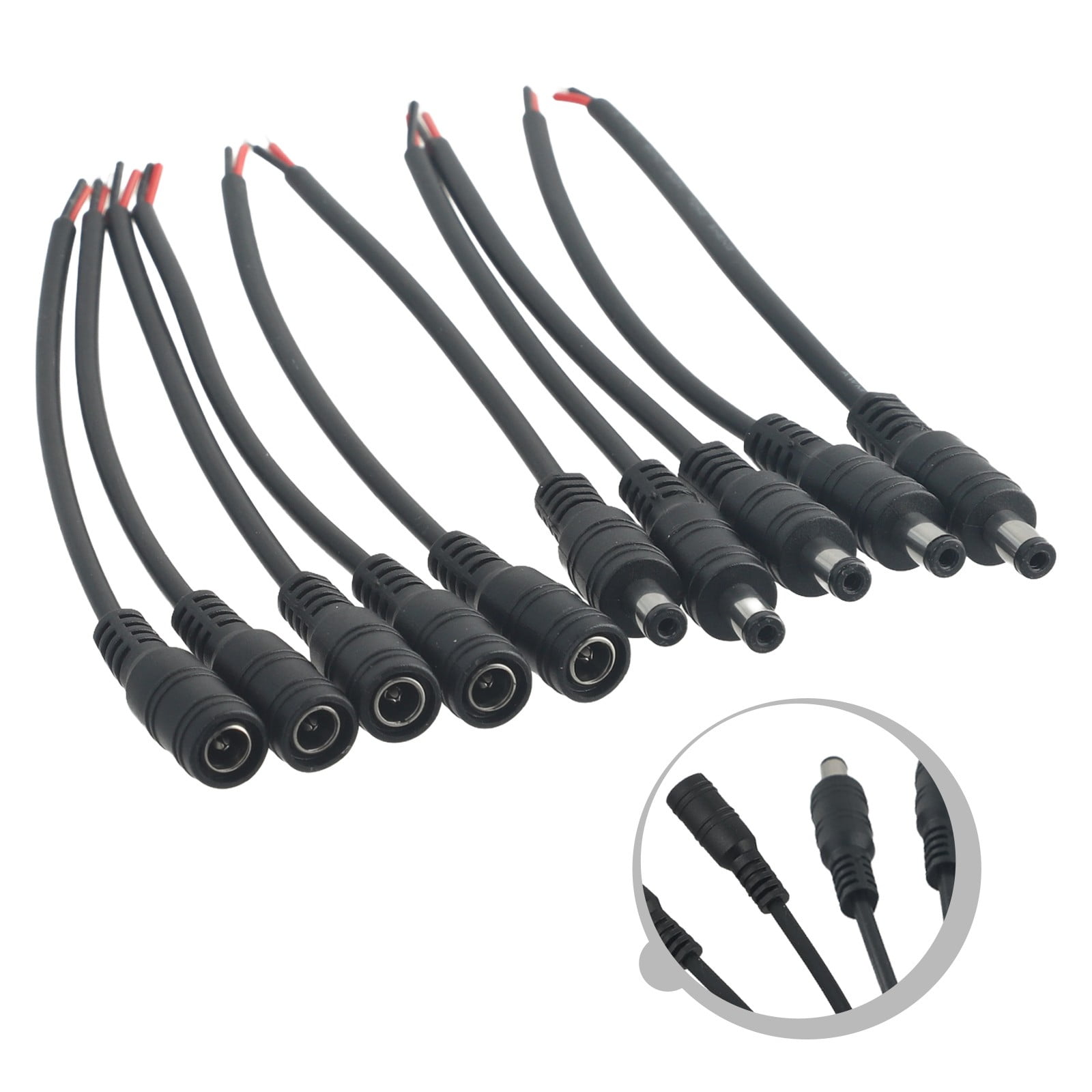 Huajuming DC Power Cord 5.5x2.1mm Male Female Cable Connector 5 Pairs ...
