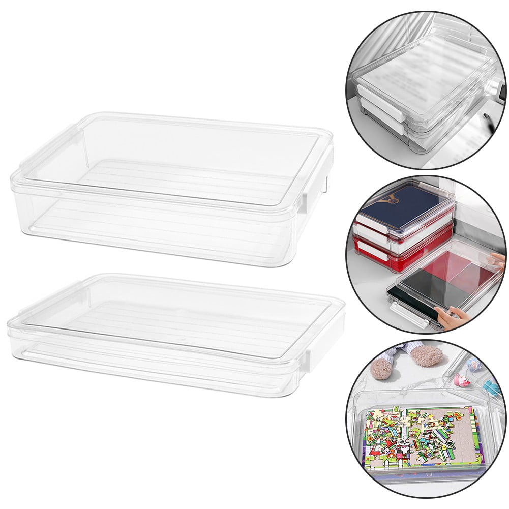 Huajuming Desktop File Storage Box A4Document Organizer Case With Lid ...