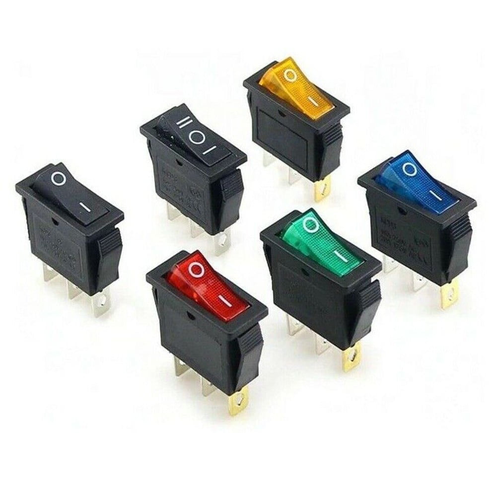 Huajuming Green KCD3 Rectangular Latching Rocker Switch ON/OFF 3 Pin ...