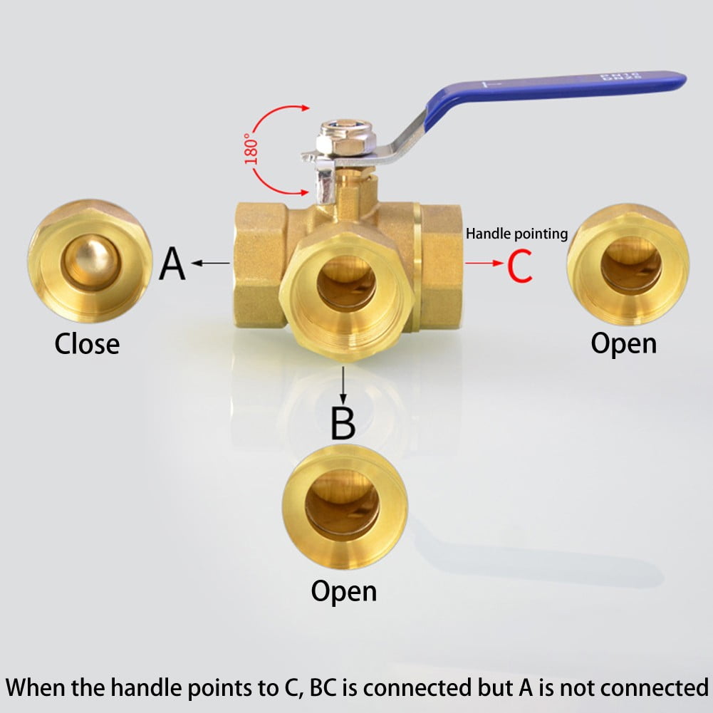 Huajunming 1 Pc 3-Way Dn15(T-Port) Pipe T-Type Brass Ball Valve 1/2 ...
