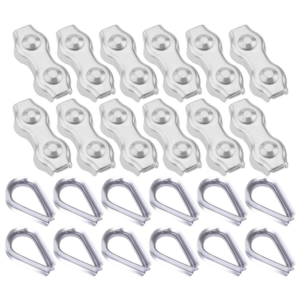 Huajunming 12Pcs Duplex Clamp And Wire Rope Thimble Kit 304 Stainless ...