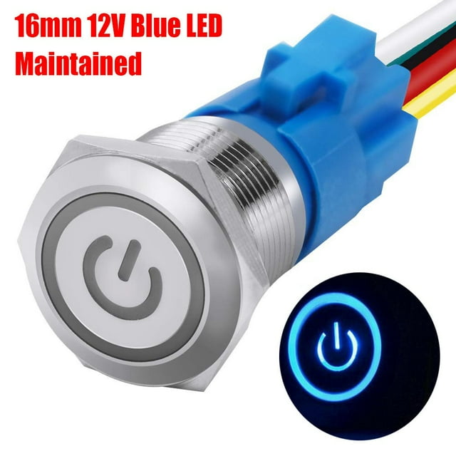 Huajunming 16Mm 12V Led On Off Push Button Power Switch Latching With ...