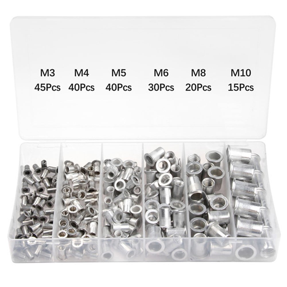 Huajunming 190Pcs Flat Head Vertical Aluminum Rivet Nut Cylinder Hollow ...